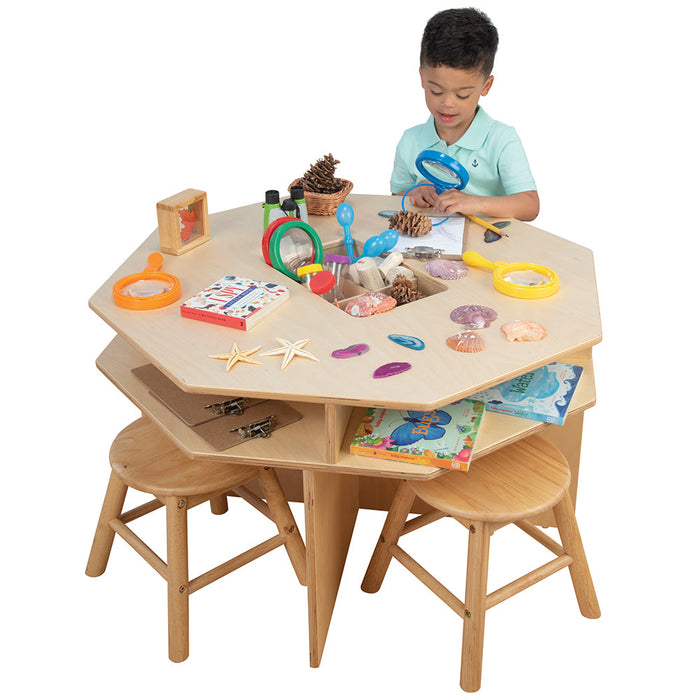 Discovery Table with 4 Classroom Stools for Children's Science Center