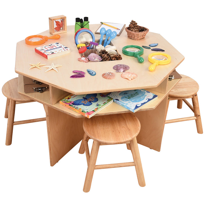 Discovery Table with 4 Classroom Stools for Children's Science Center