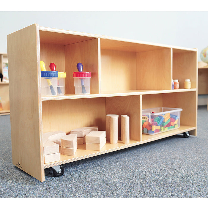 Straight Birch Classroom Storage Unit with 5 Compartments & Casters ...