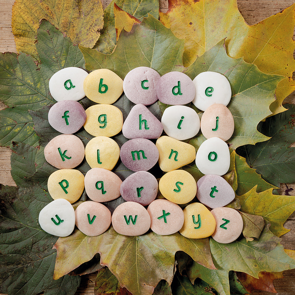 Lowercase Alphabet Pebbles for Tactile Exploration